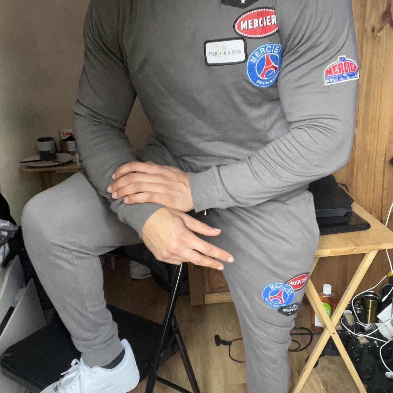 Mercier badge Tracksuit Grey/Black Both Medium... - Depop