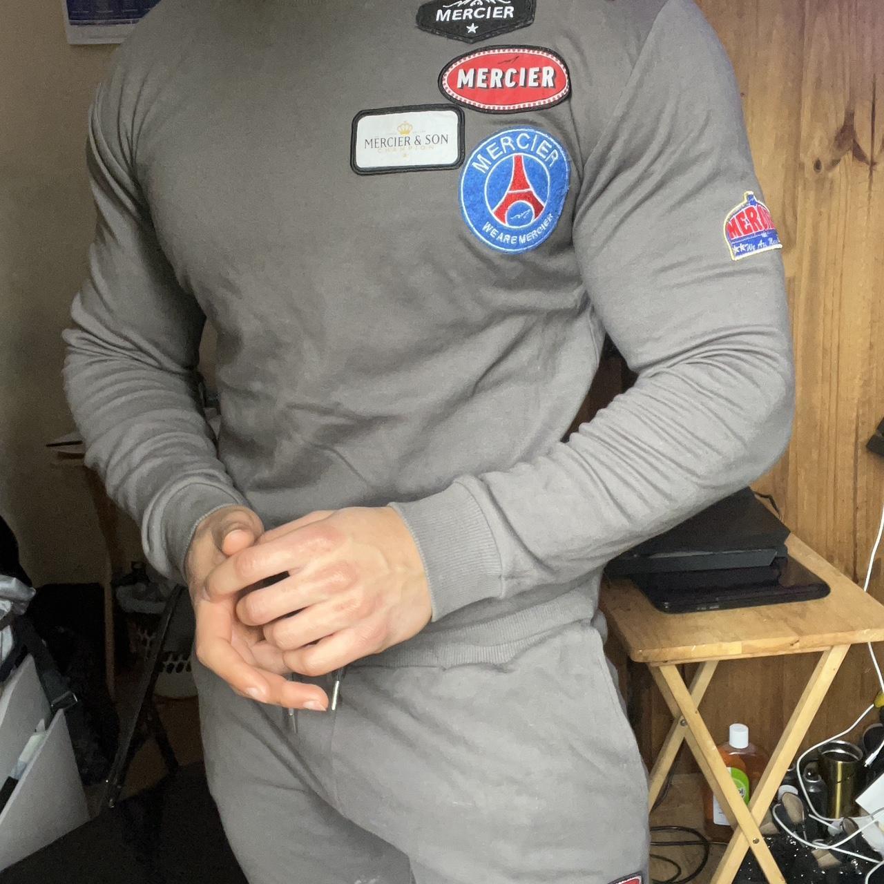 Mercier badge Tracksuit Grey/Black Both Medium... - Depop