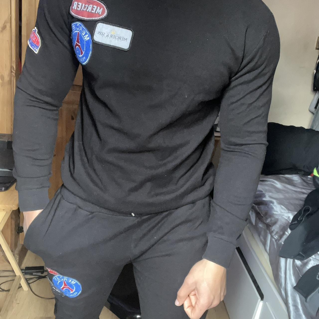 Mercier badge Tracksuit Grey/Black Both Medium... - Depop