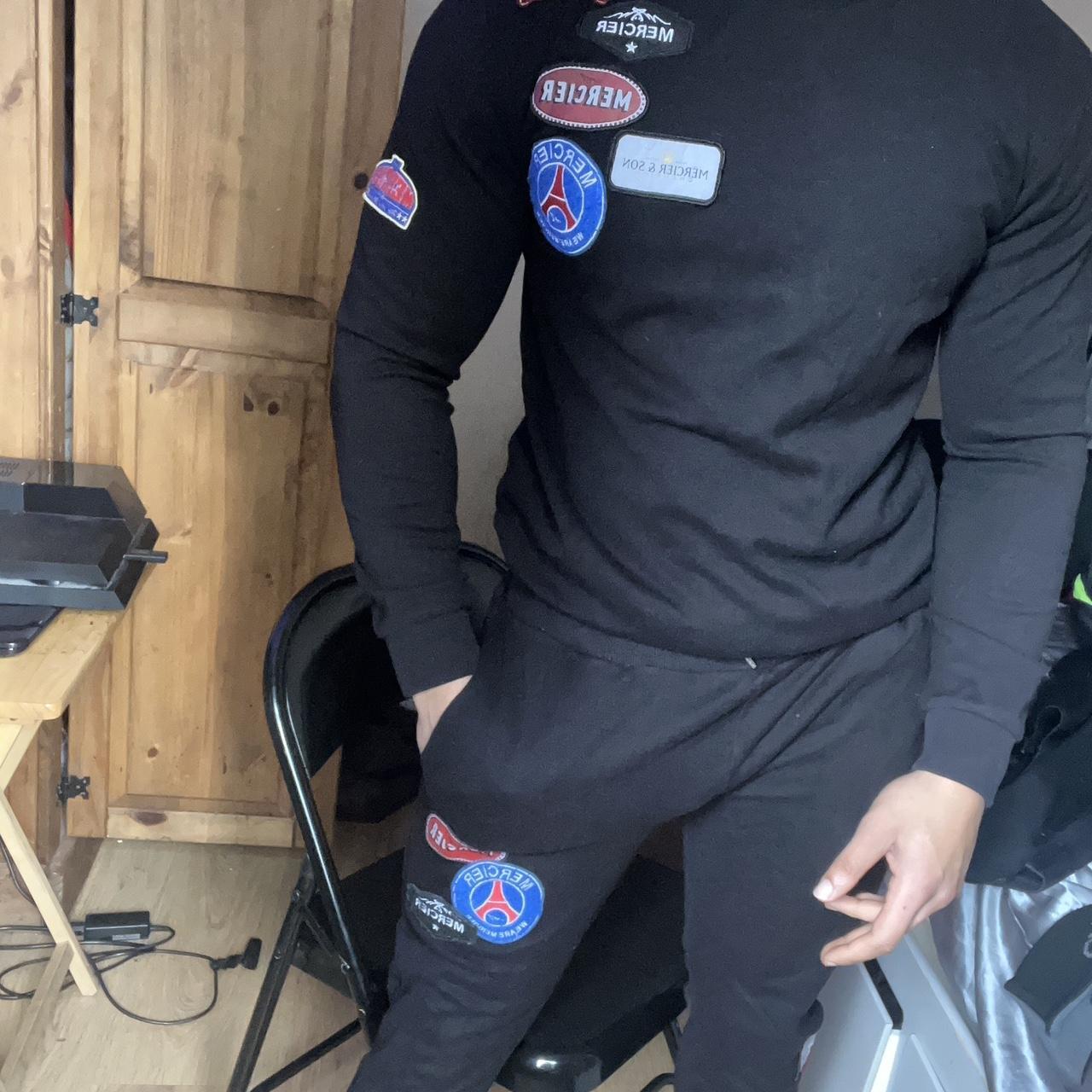 Mercier badge Tracksuit Grey/Black Both Medium... - Depop