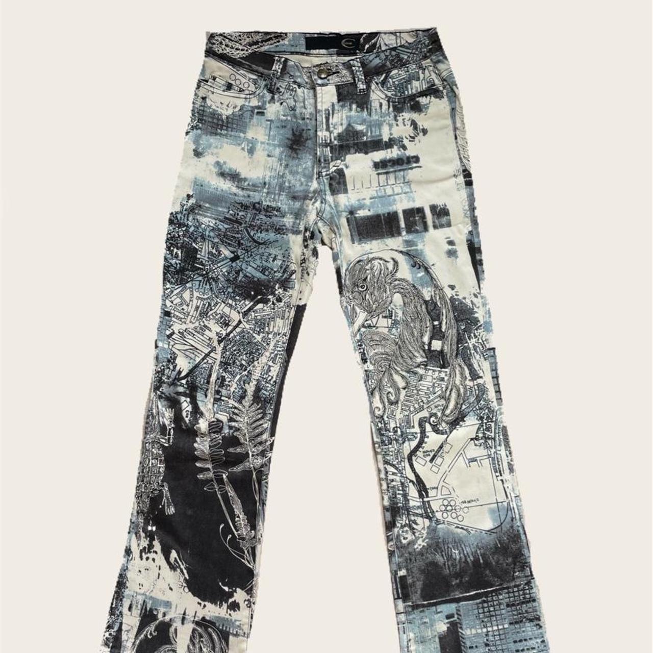 Roberto Cavalli jeans in blue print super rare and... - Depop