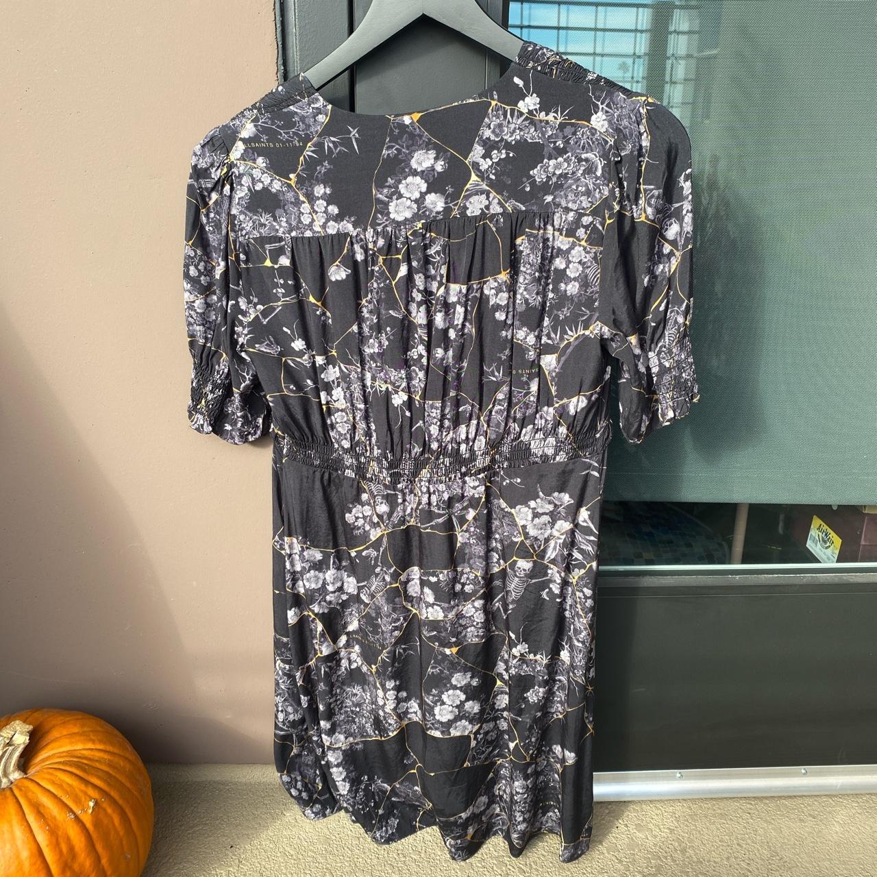 ALLSAINTS Silky short button-up dress with skeleton... - Depop