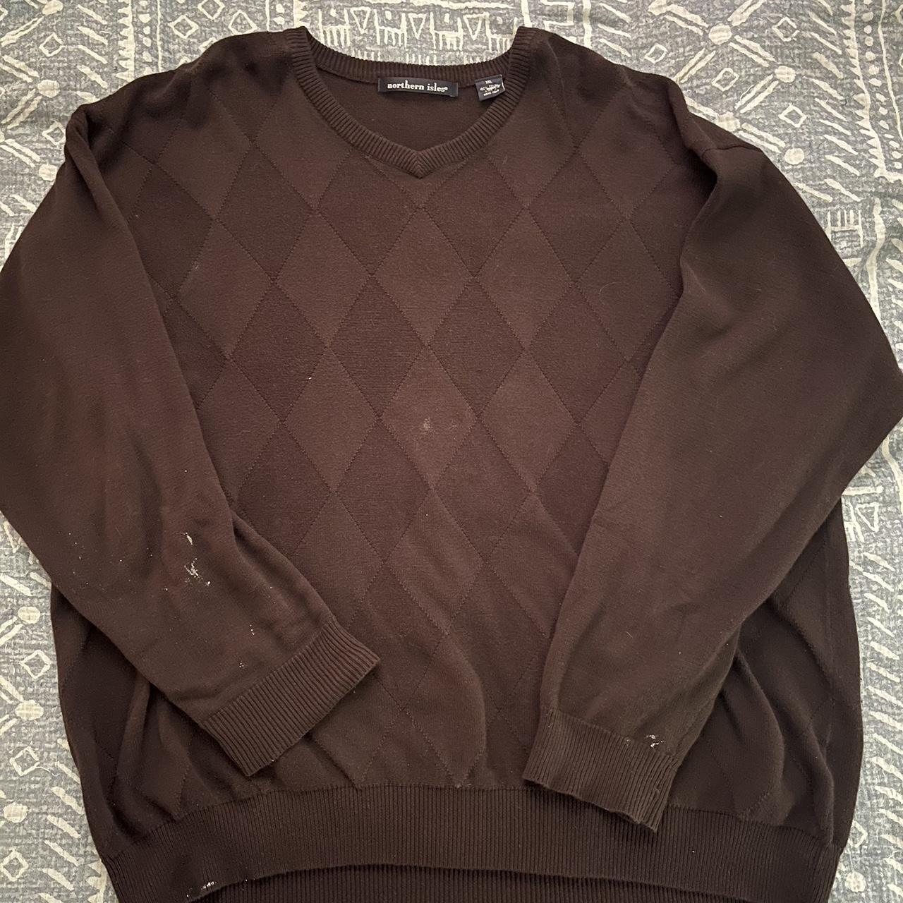 XXL brown sweater, has small white marks on... - Depop