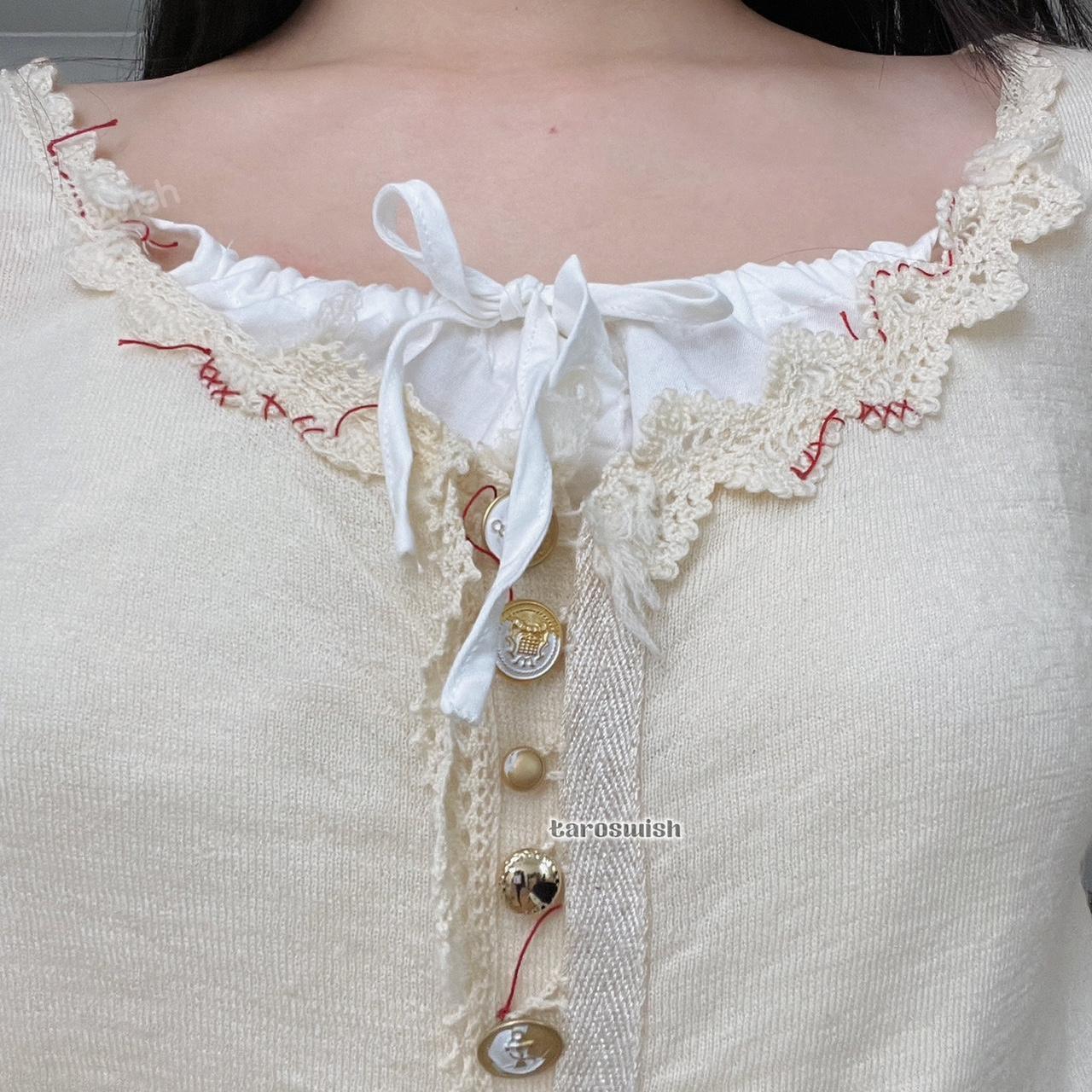 Sunao Kuwahara Multi Buttons Cardigan in Cream with... - Depop