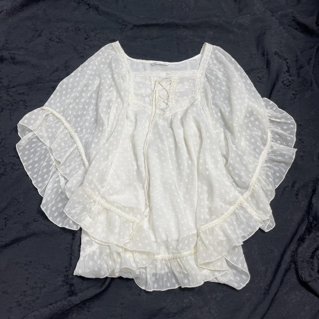 boho fairy pixiecore mori kei sheer flared sleeves... - Depop