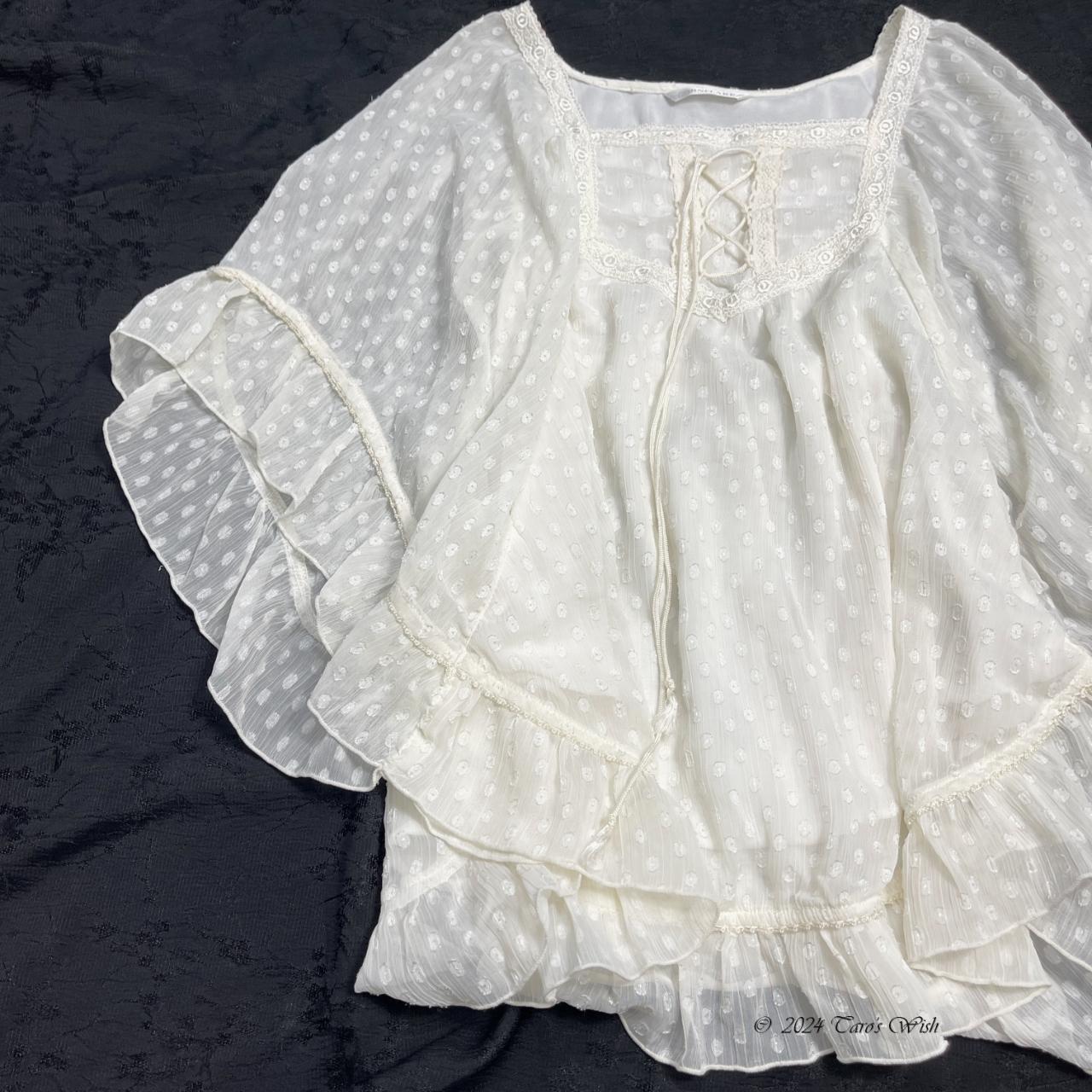 boho fairy pixiecore mori kei sheer flared sleeves... - Depop