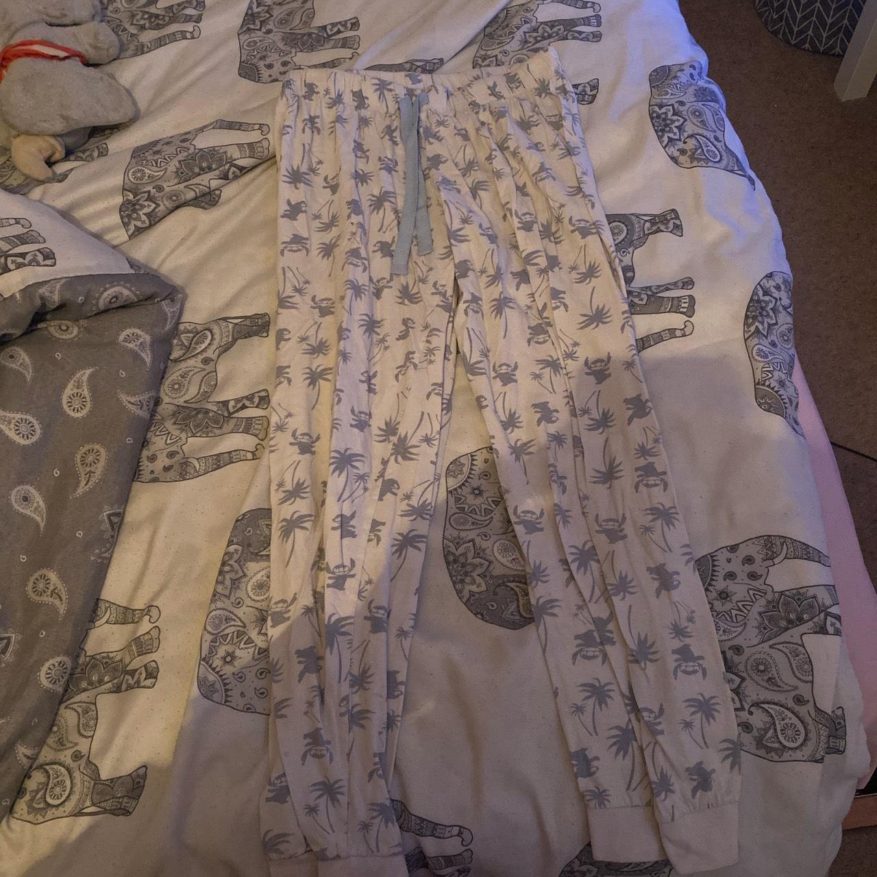primark xs blue and white stitch pajama bottoms... - Depop