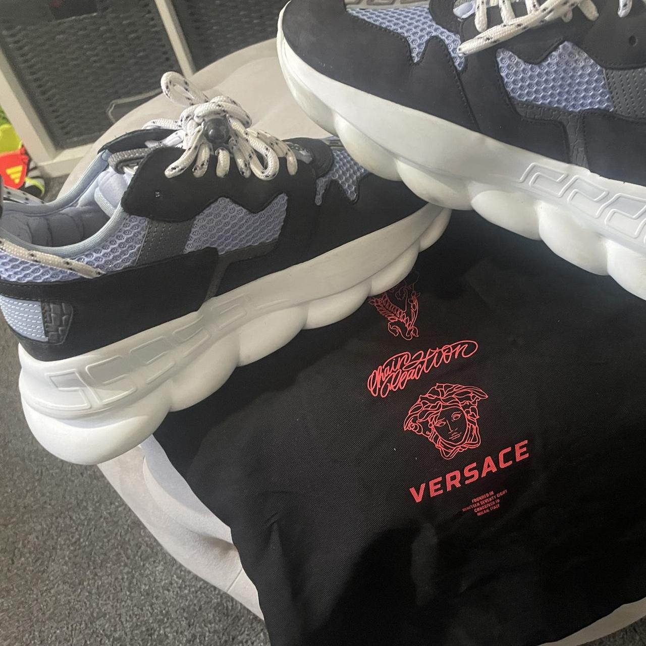 Versace Versus trainers in black and blue... | Depop