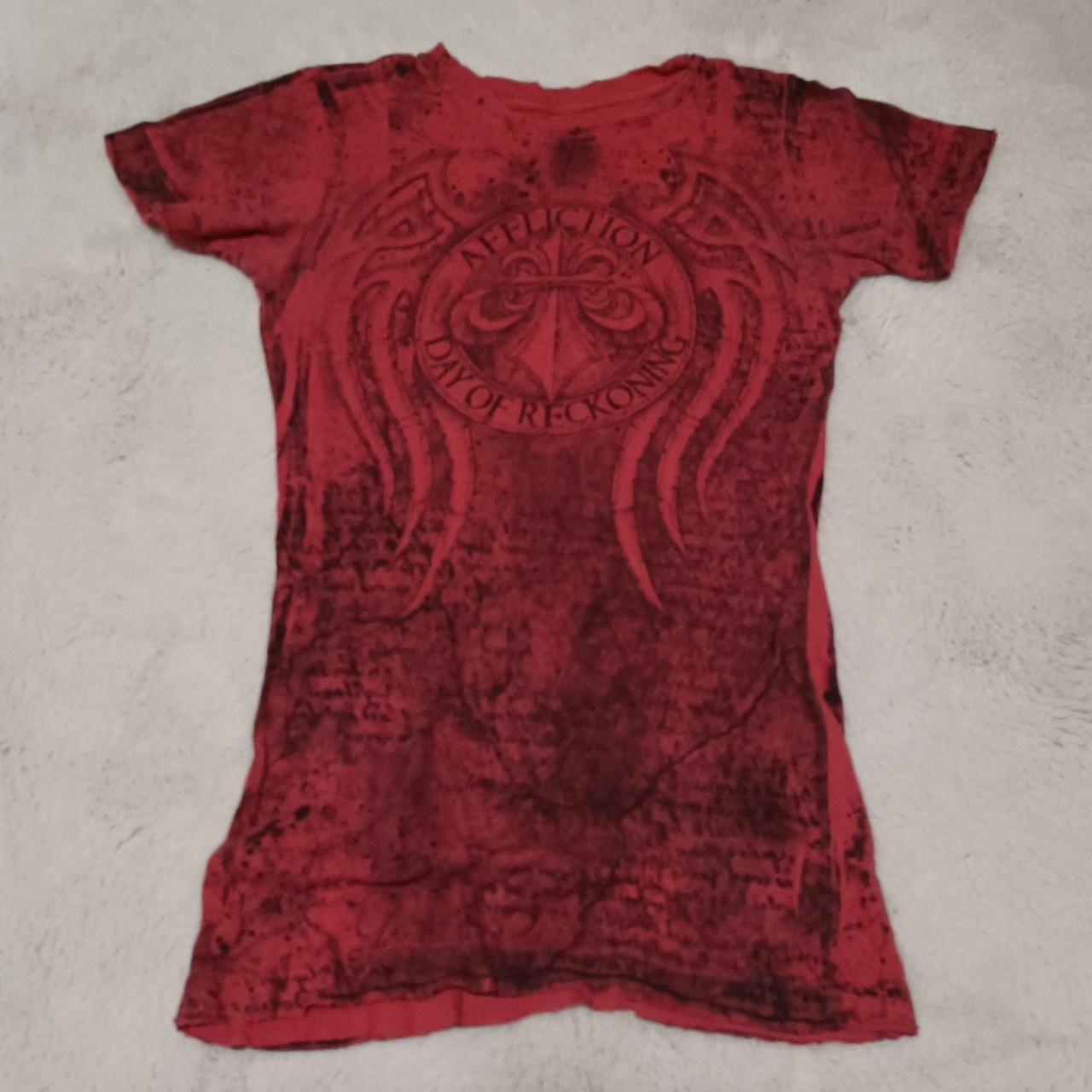 Affliction mma 2024 top size S Red with all over... - Depop