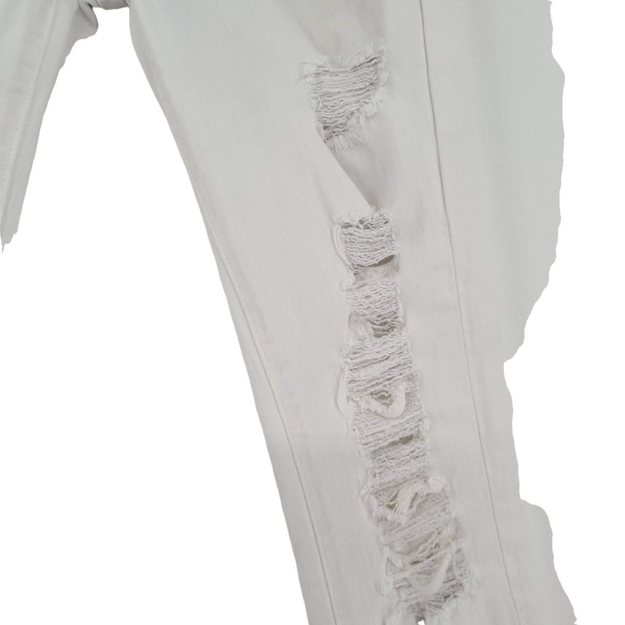 Frame Denim Women's Distressed White skinny Denim... - Depop