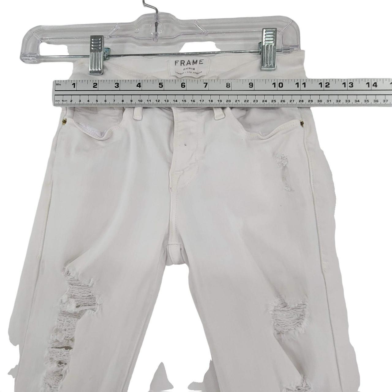 Frame Denim Women's Distressed White skinny Denim... - Depop