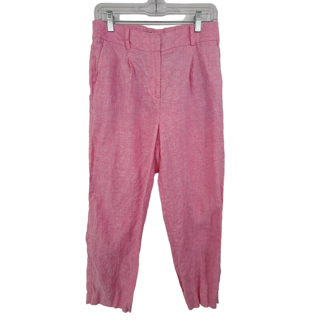 Talbot's Women's Bristol Cropped Linen Pants Pink... - Depop