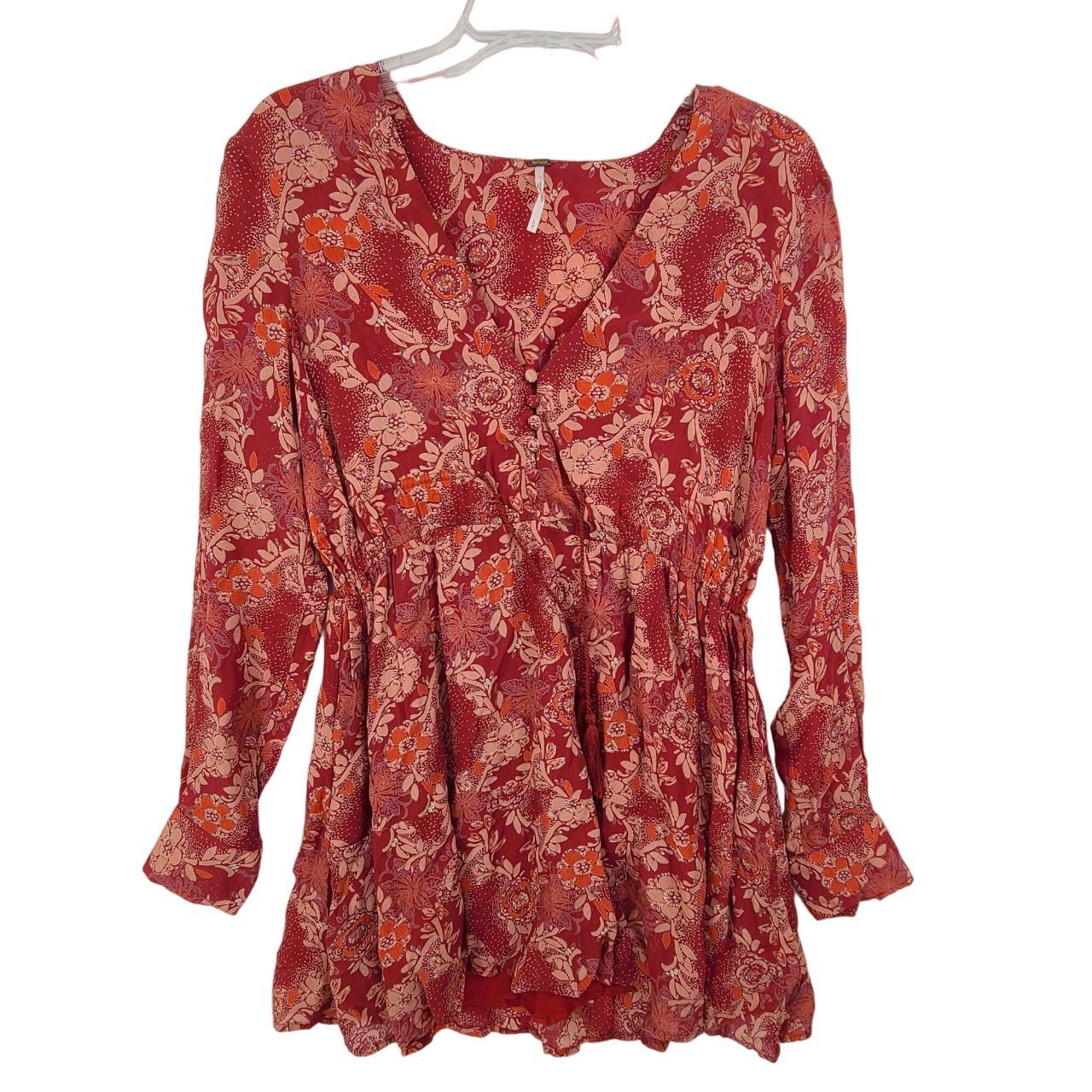 Free People Stealing Fire Tunic Dress Ponk and Red... - Depop