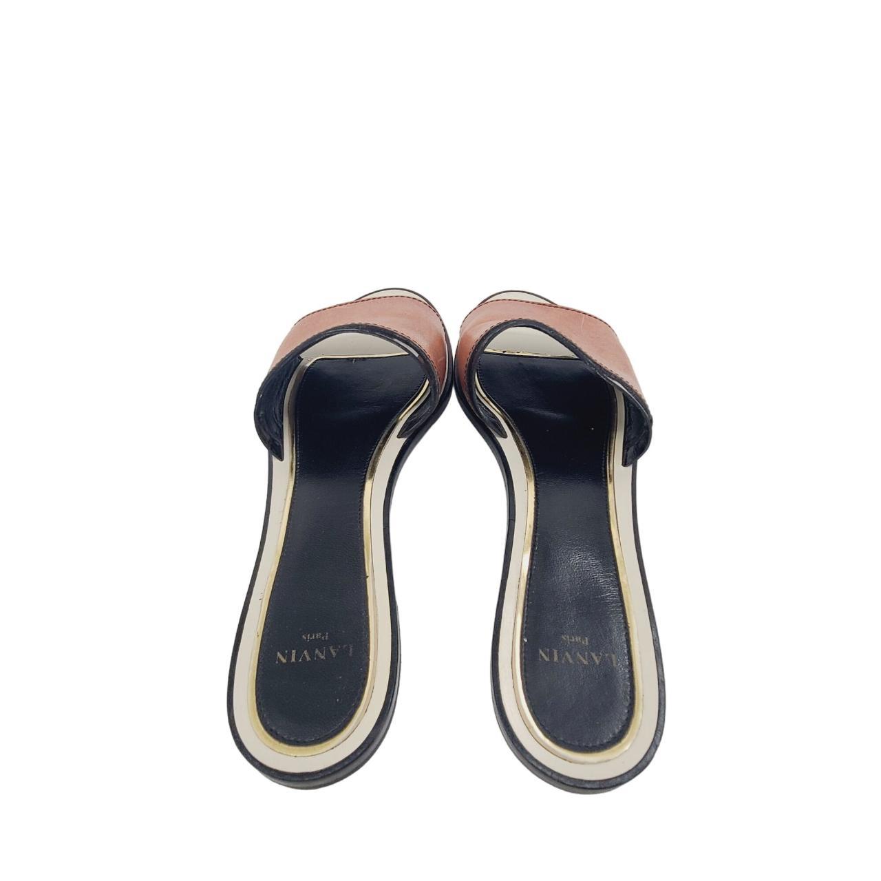 Lanvin Patent-Trim Leather Slide Sandal,... - Depop