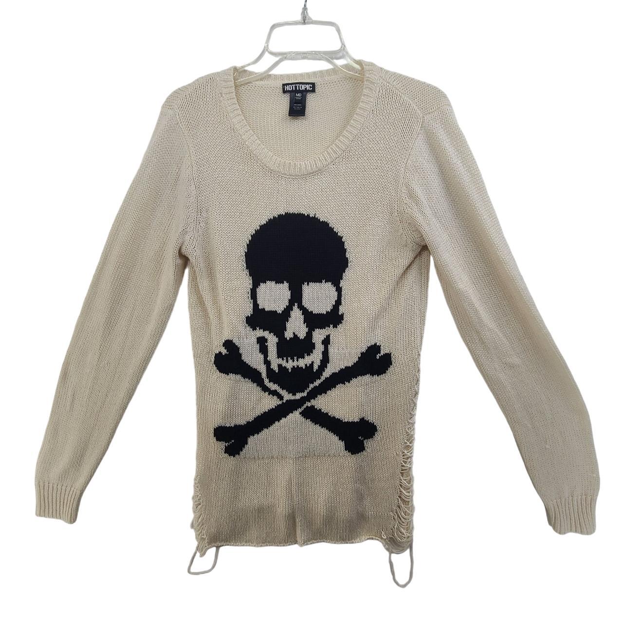 Hot Topic Skull & Crossbones Distressed knit... - Depop