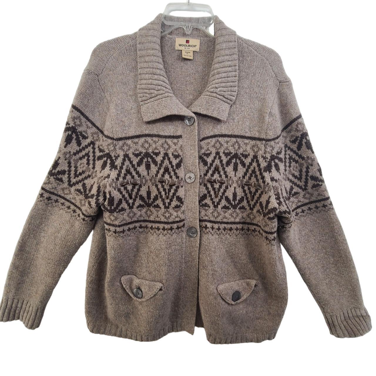 Woolrich Women's Lambs' Wool Knit Cardigan Sweater... - Depop
