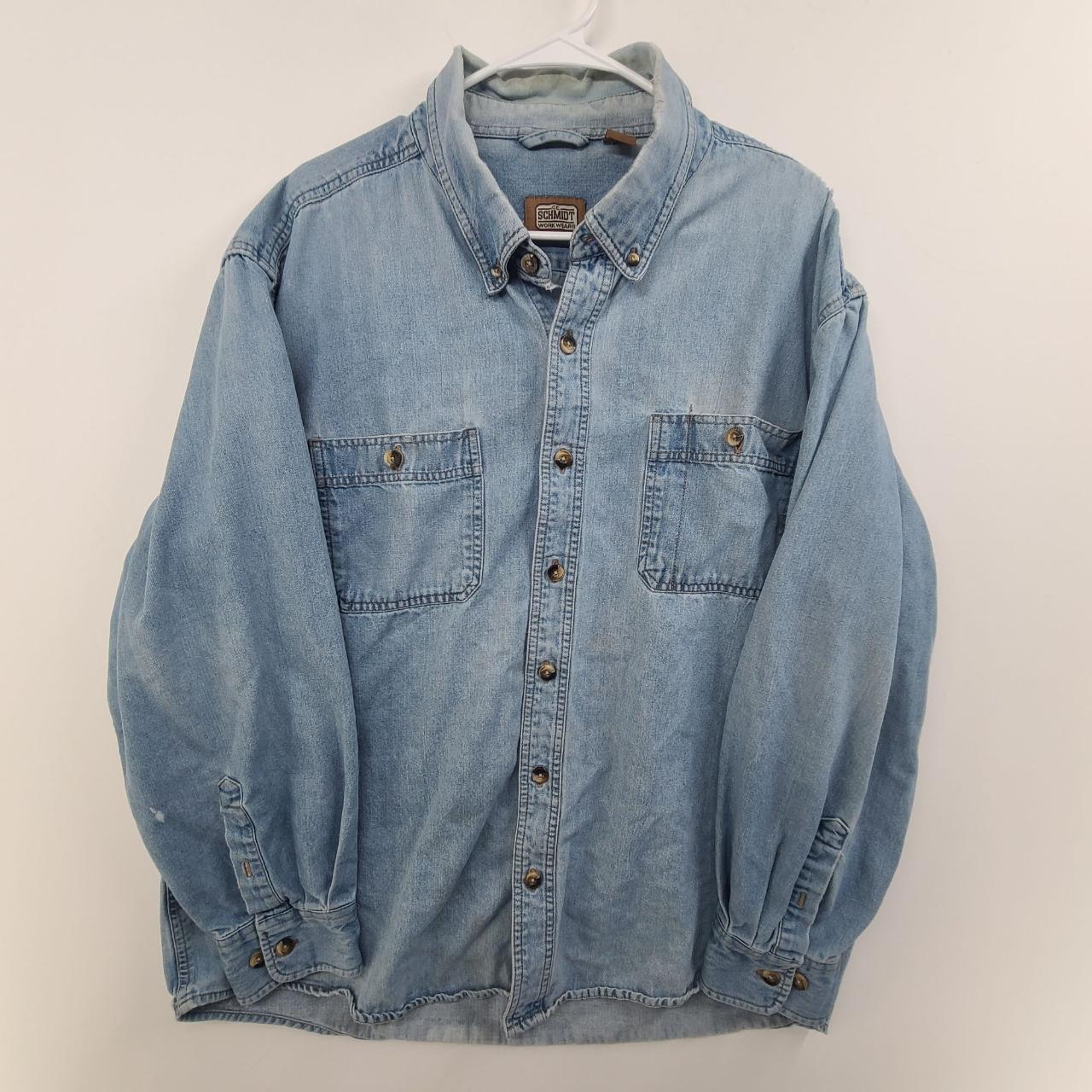 C.E. Schmidt Workwear Men's Long Sleeve Denim Button... - Depop