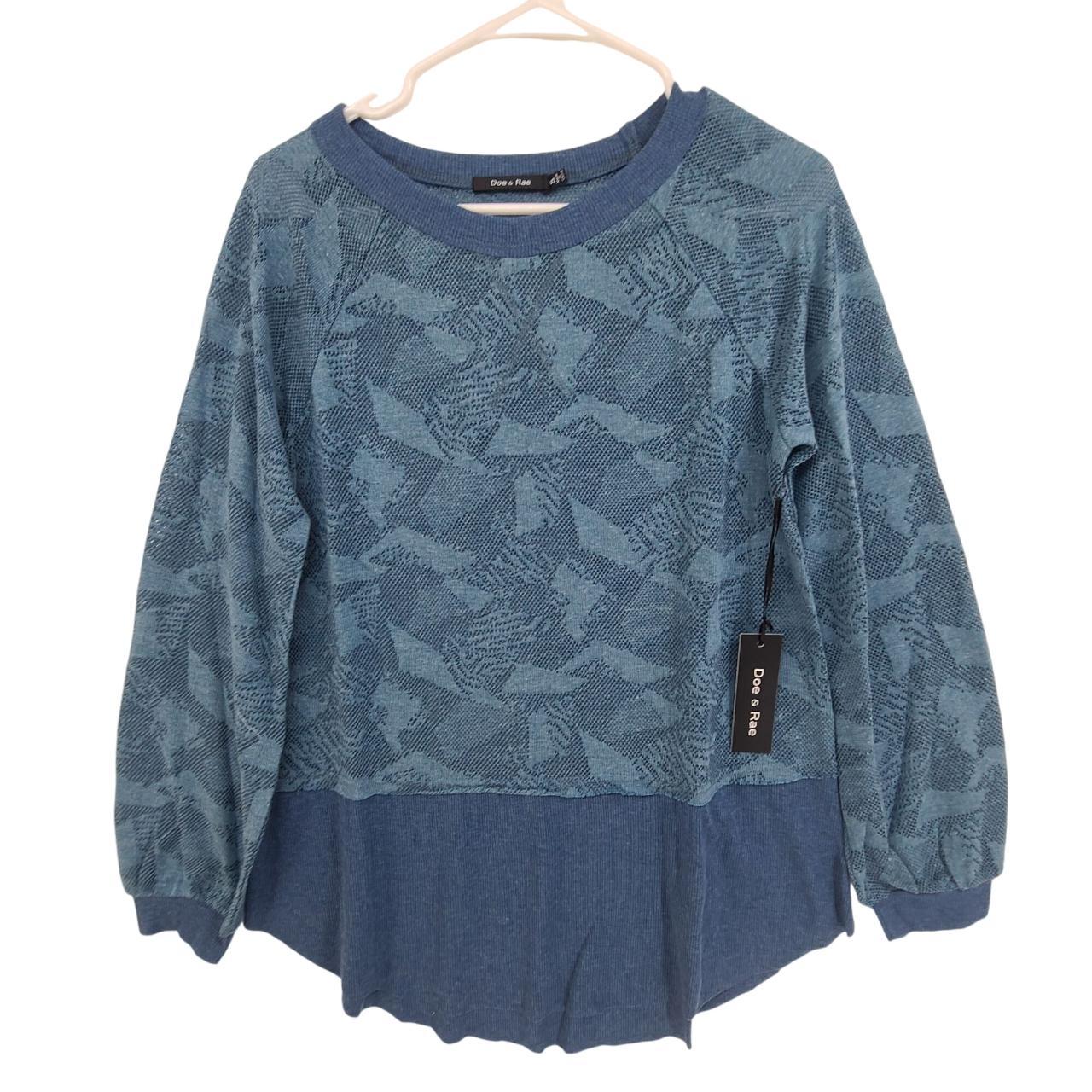 Doe & Rae NWT Women's Long Sleeve Pullover Top Blue... | Depop