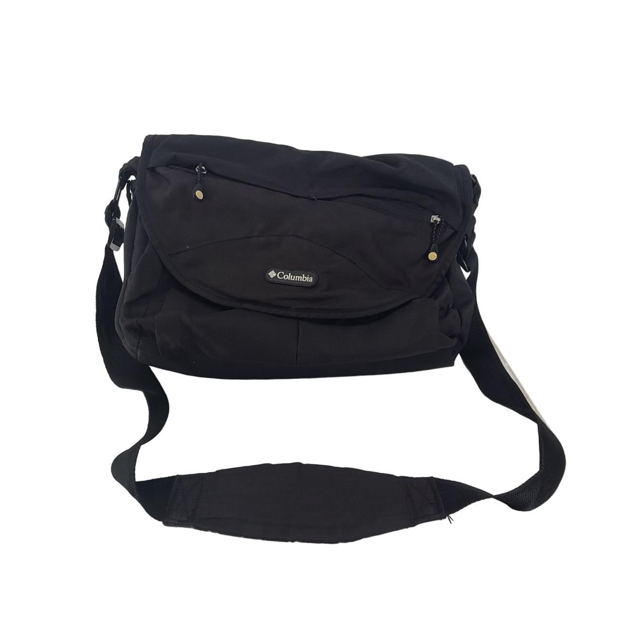 COLUMBIA Black Messenger Bag with Shoulder Strap... - Depop