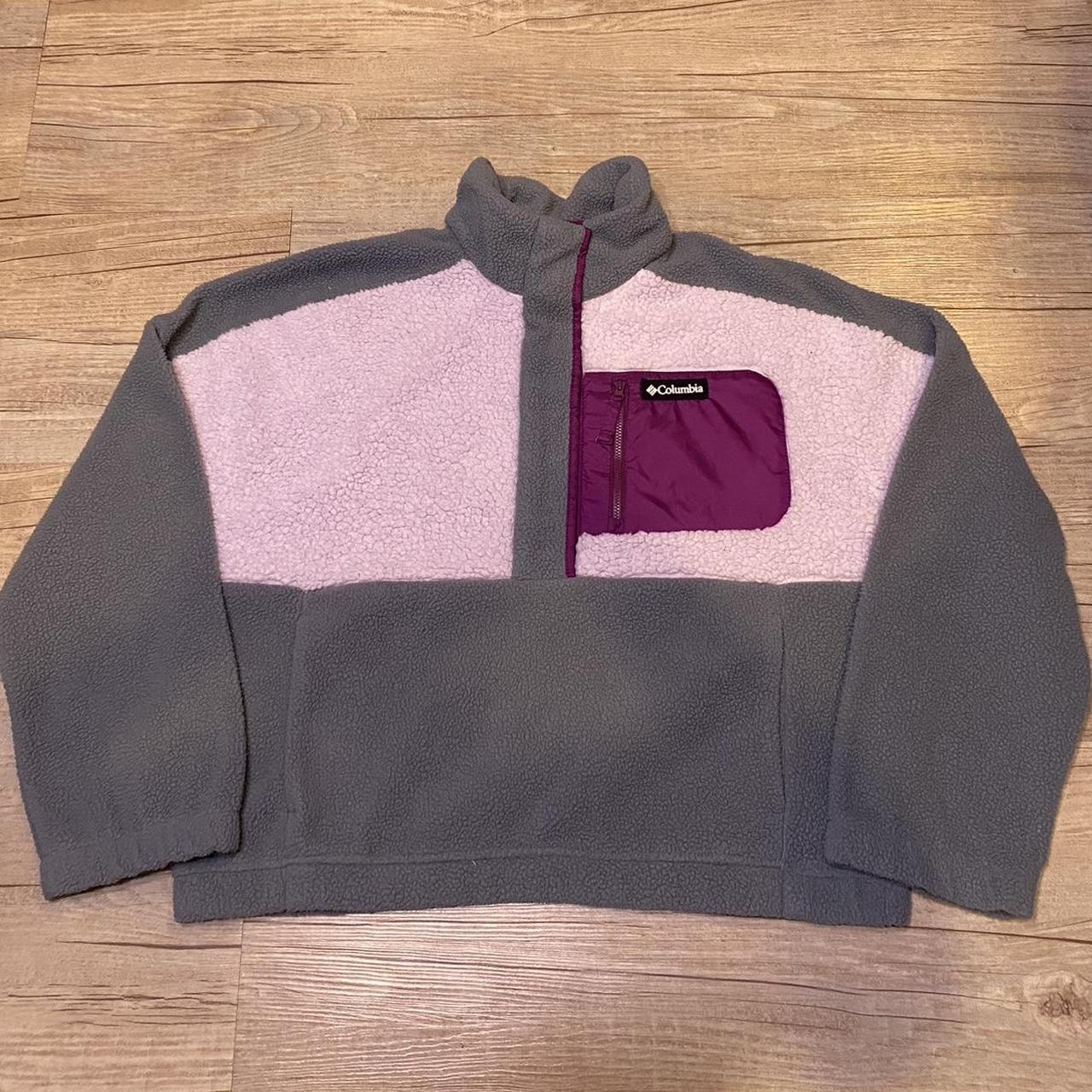 Rare Columbia fluffy fuzzy pink and grey color... - Depop