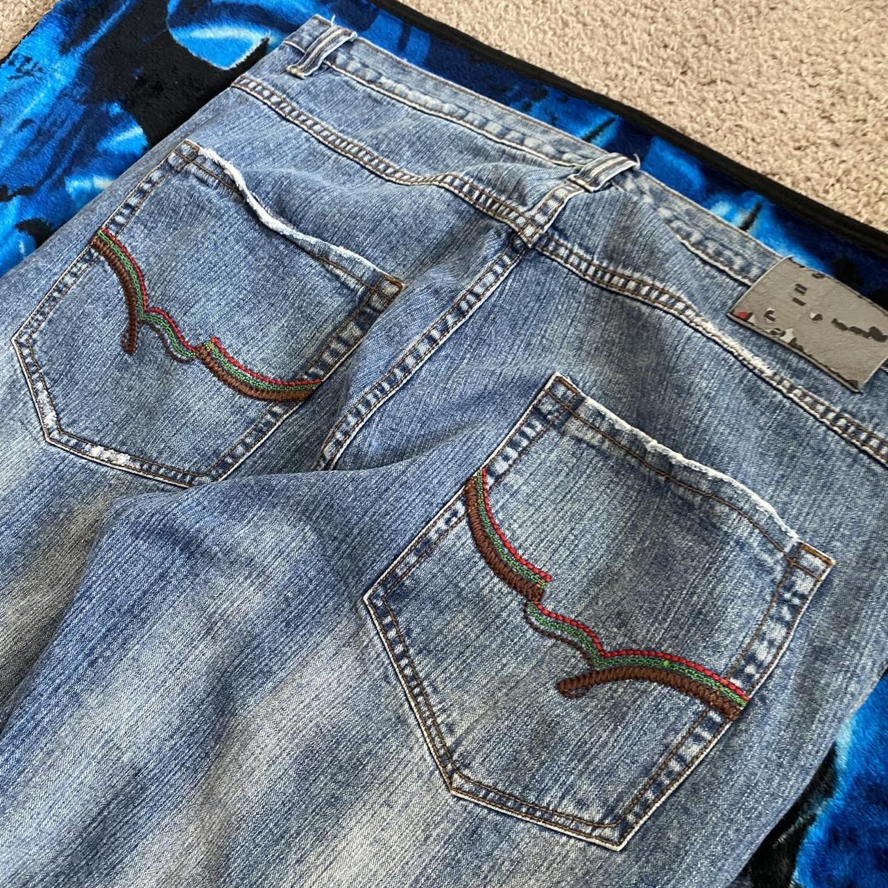 Southpole Baggy Red Tabs Y2K Crazy Wash Embroided... | Depop