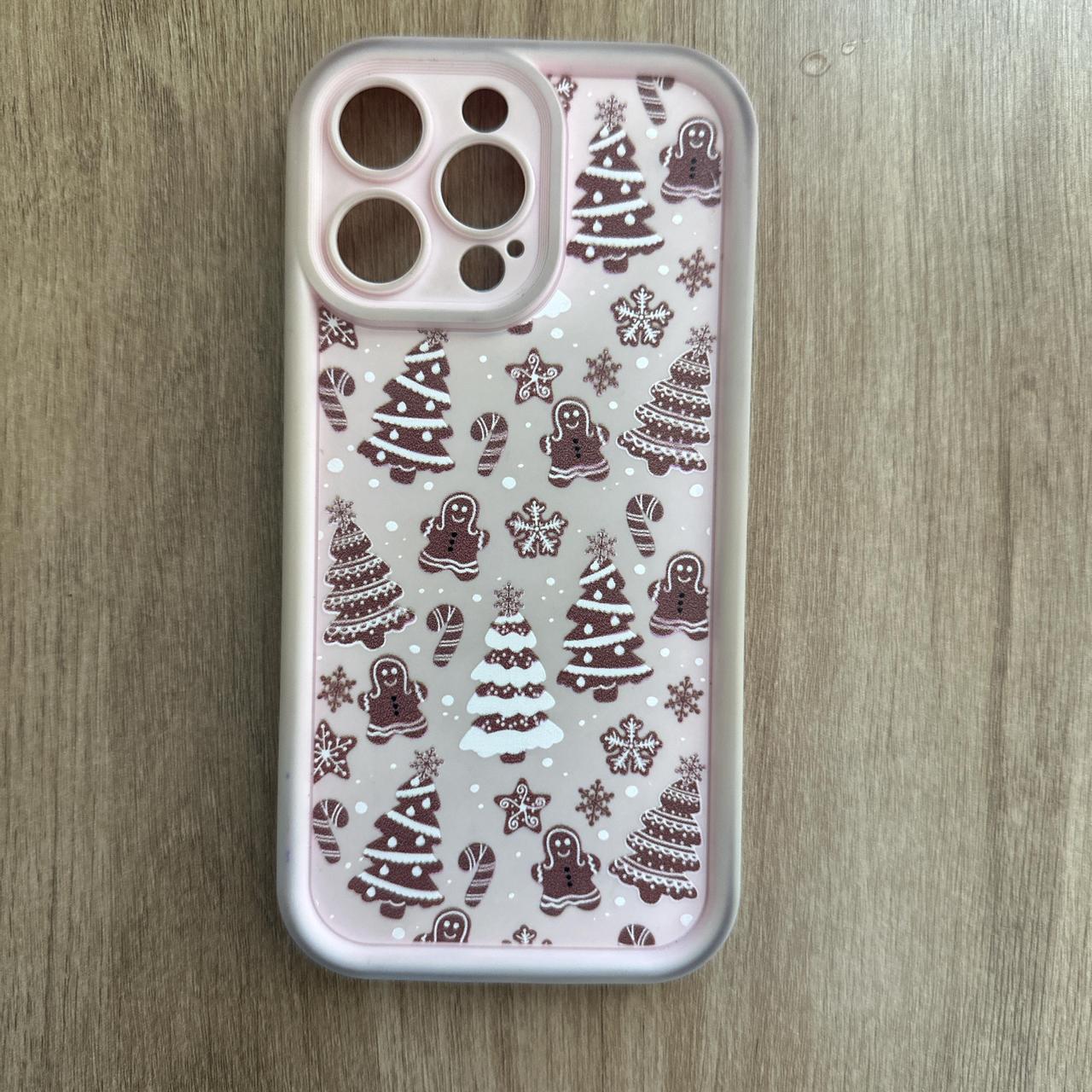 Pink and white gingerbread phone case... | Depop
