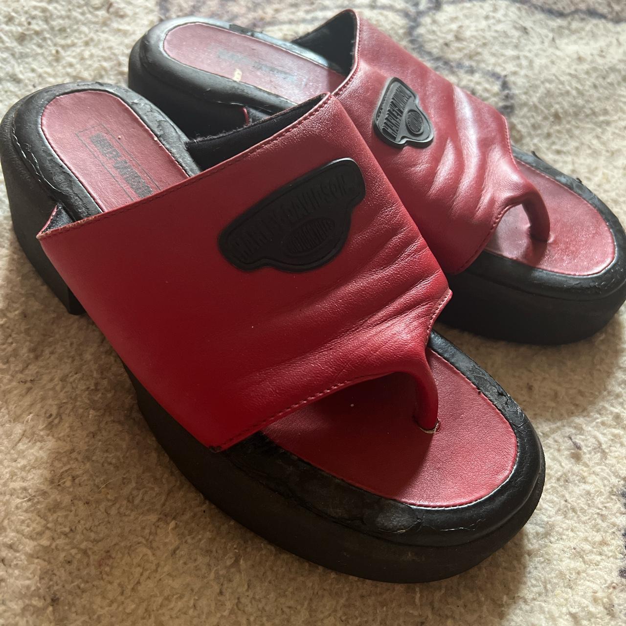 Harley Davidson Women's Black and Red Sandals | Depop