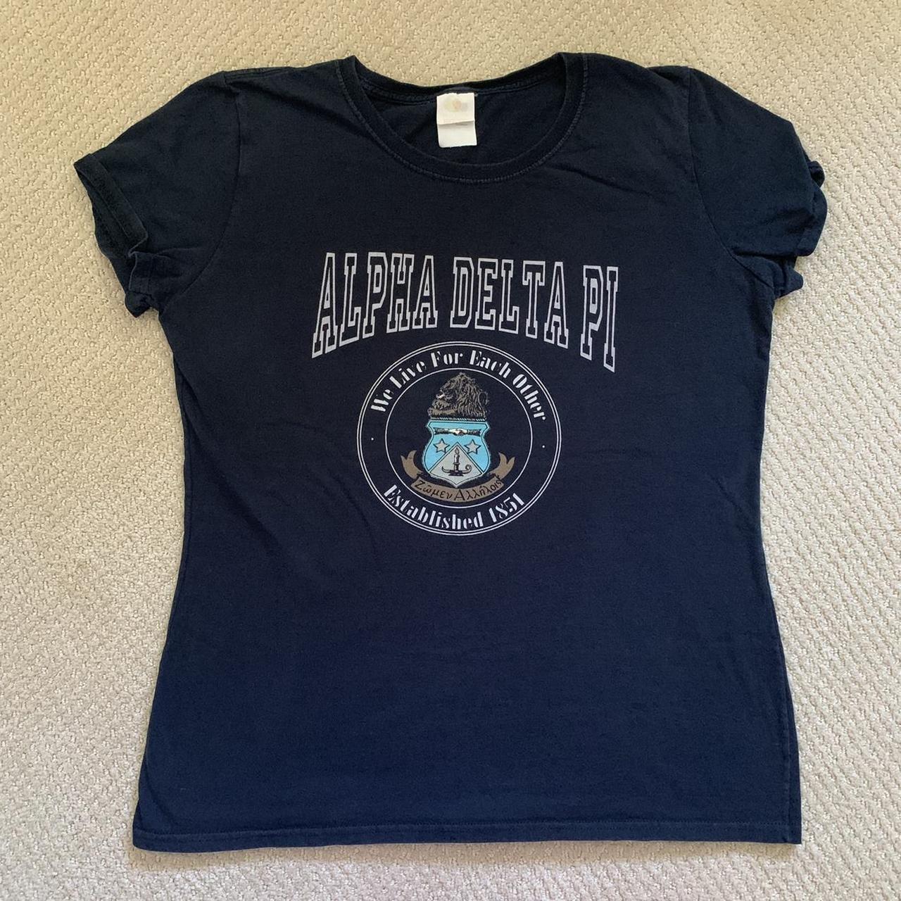 Adpi T-shirt Dark navy colored, size large Alpha... - Depop