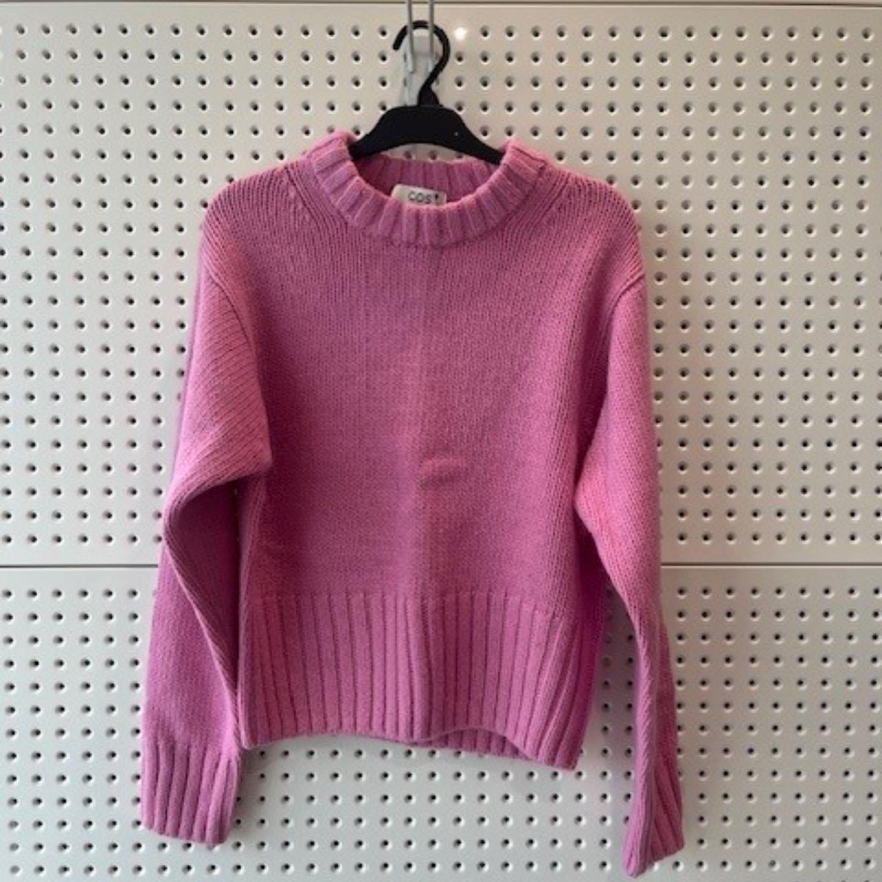 Pink COS Jumper Knitted, medium-weight knit Round... - Depop