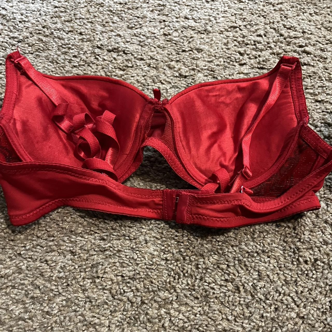 Never worn cute red lace bra! dont really know the... - Depop