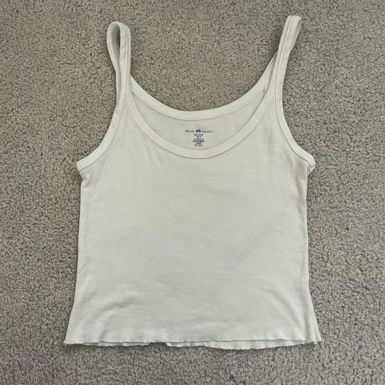 cropped light grey brandy tank top... - Depop