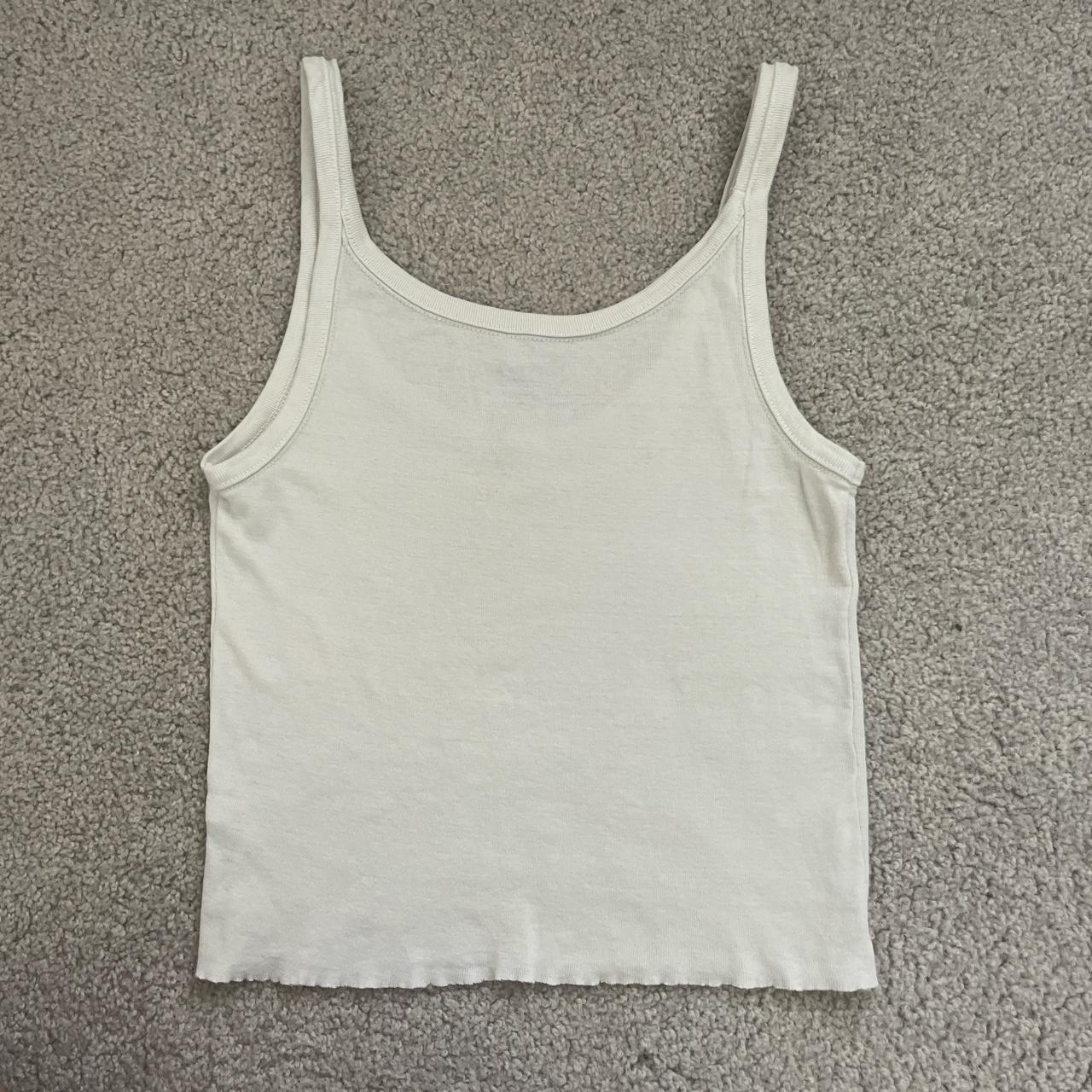 cropped light grey brandy tank top... - Depop