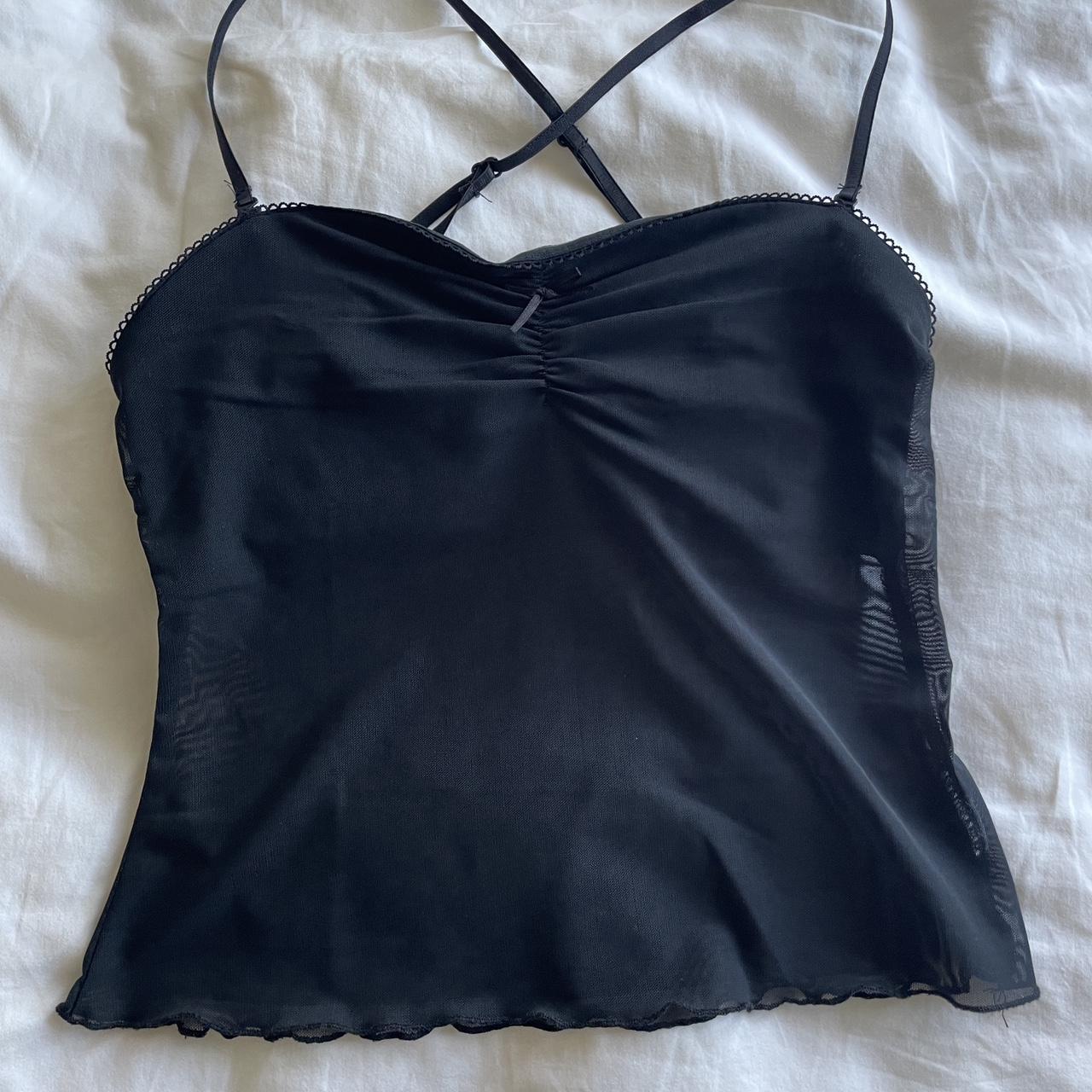supre cute black top cross straps on the... - Depop