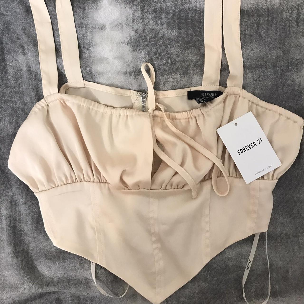 Forever 21 Women's Cream Crop-top | Depop