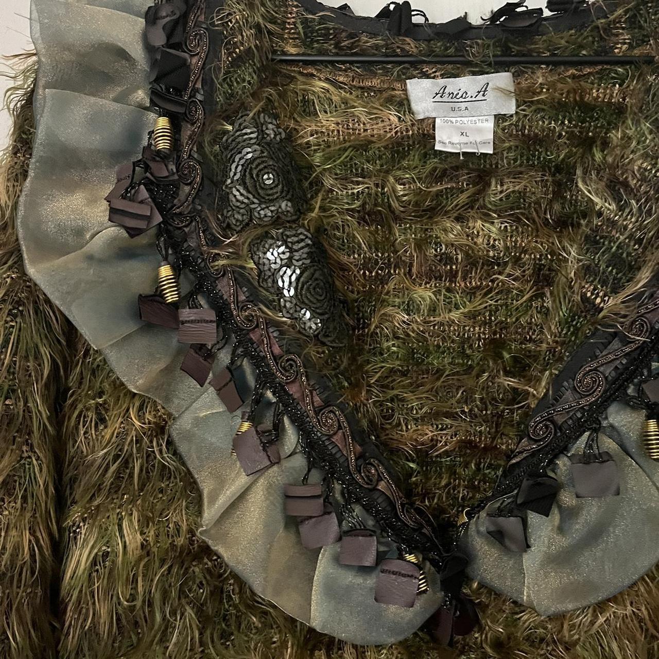 maximalist cardigan/jacket with the prettiest ruffle... - Depop