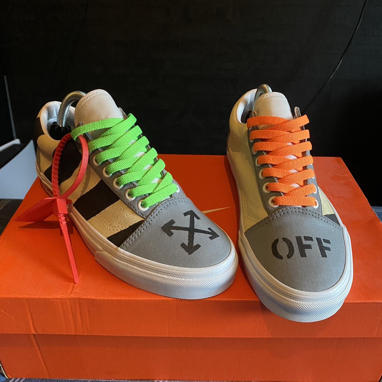 Custom made off white vans Old Skool. Brand new,... - Depop