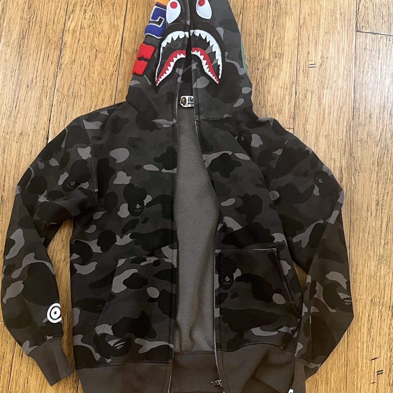 BAPE Men's Grey and Black Jacket | Depop