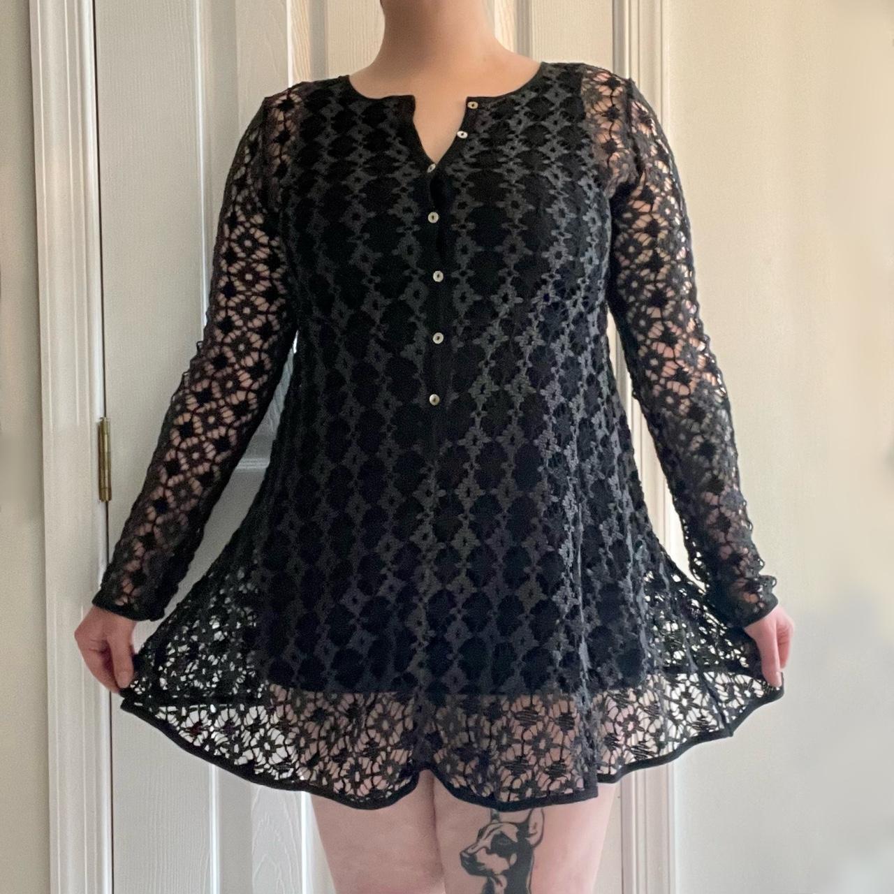 FP Beach Free People Black Crochet Cover Up... - Depop