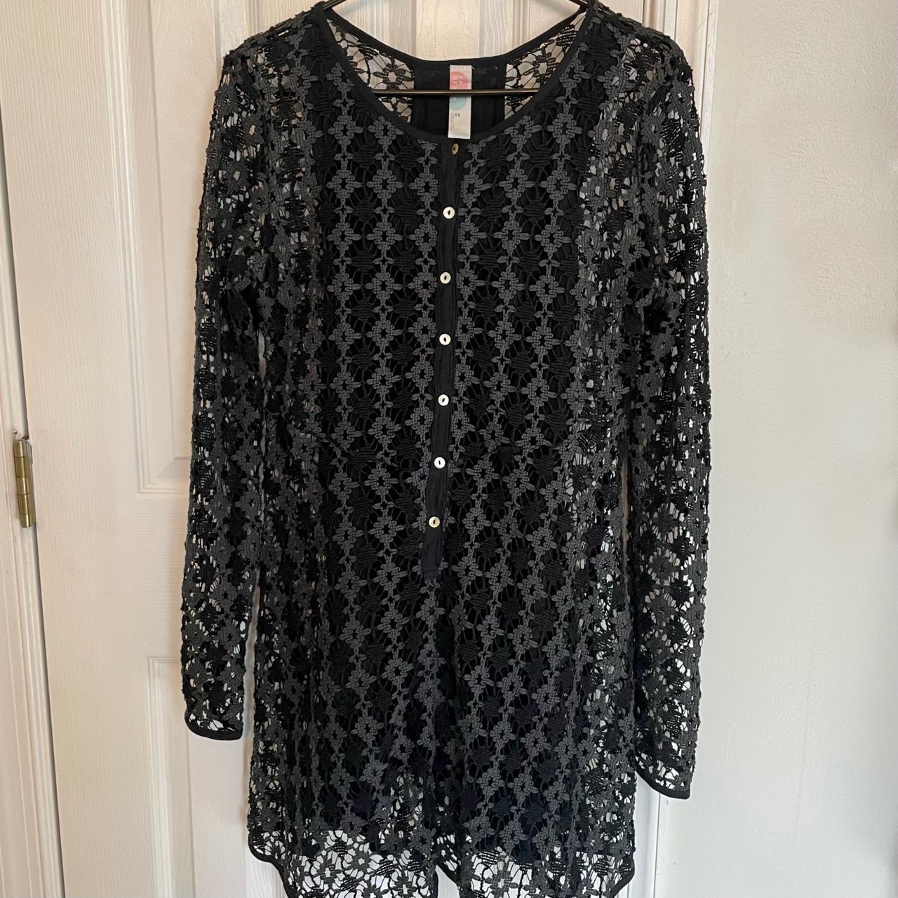 FP Beach Free People Black Crochet Cover Up... - Depop