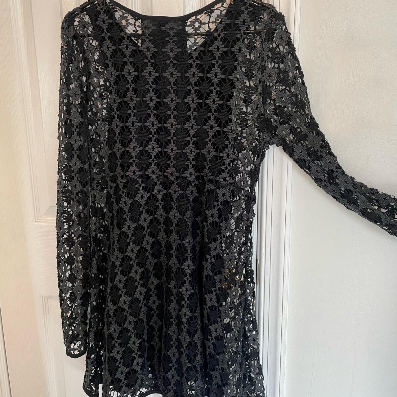 FP Beach Free People Black Crochet Cover Up... - Depop