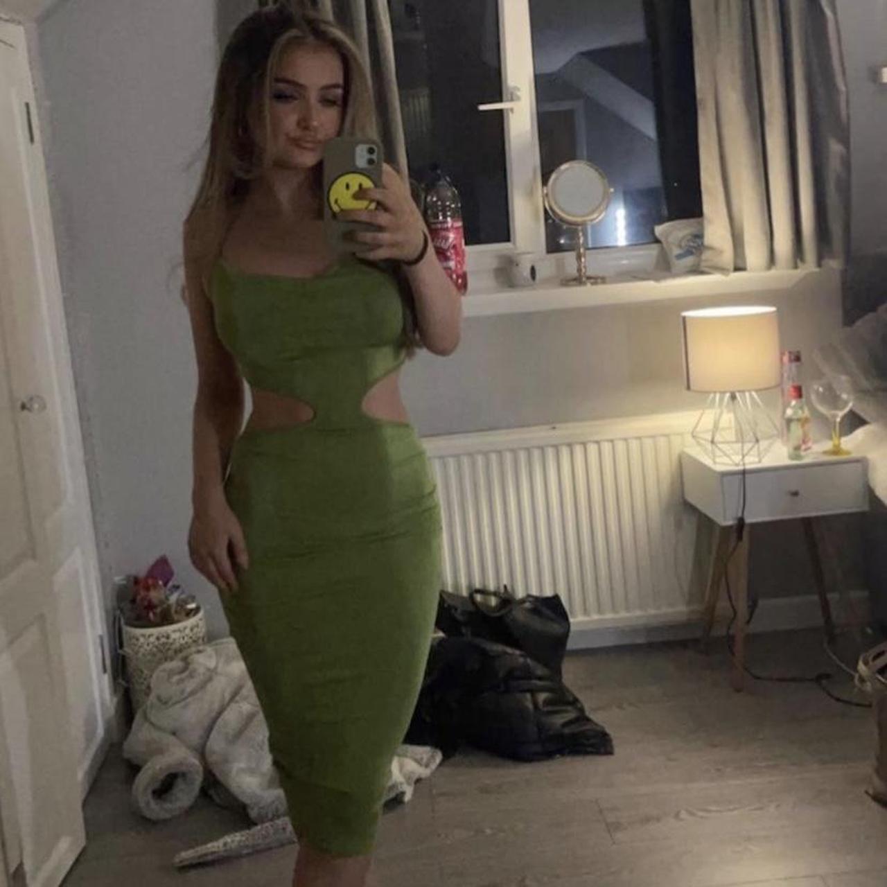 Gorg fashionkilla halter neck cut out midi dress in... - Depop