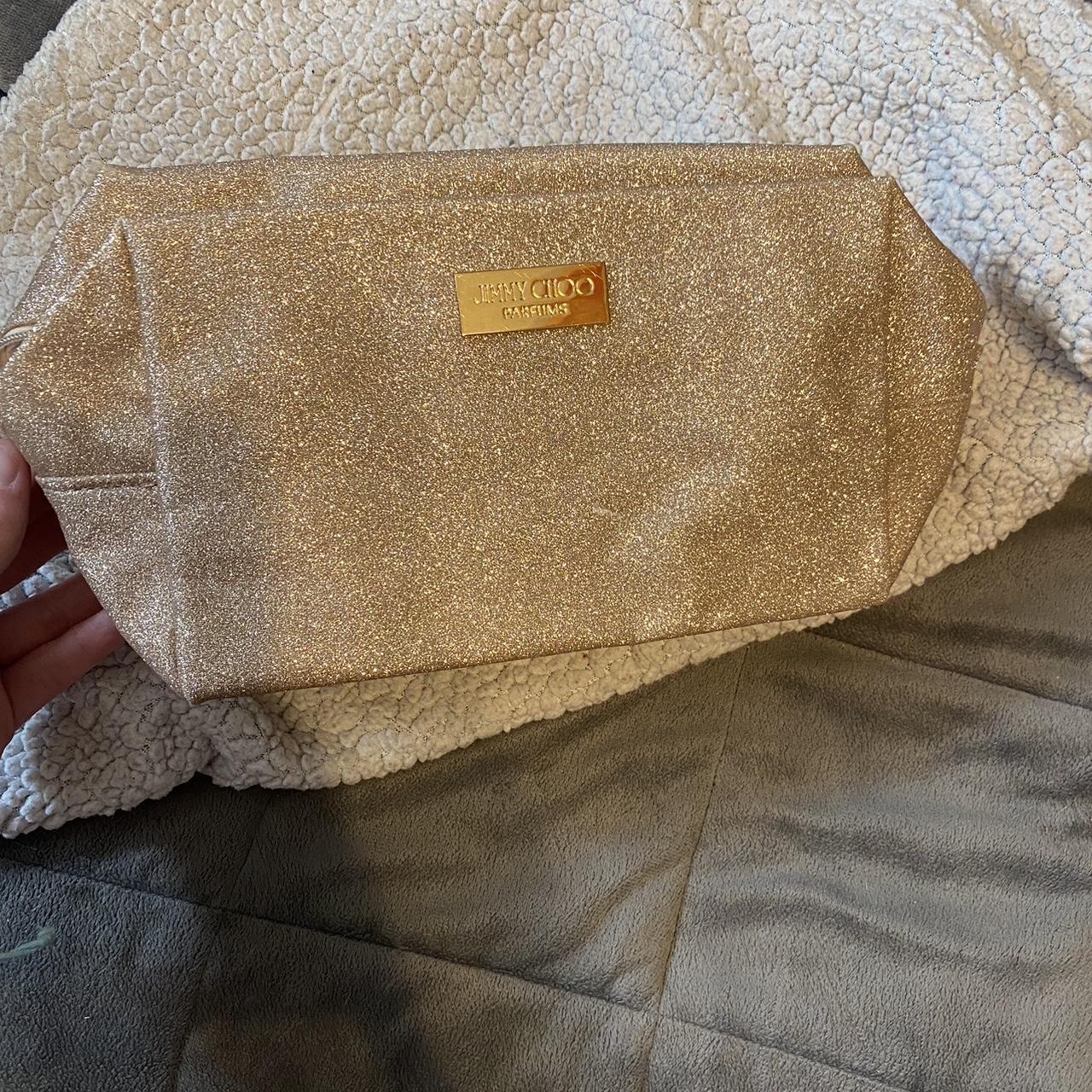 Jimmy Choo gold glitter makeup bag, small tiny... - Depop