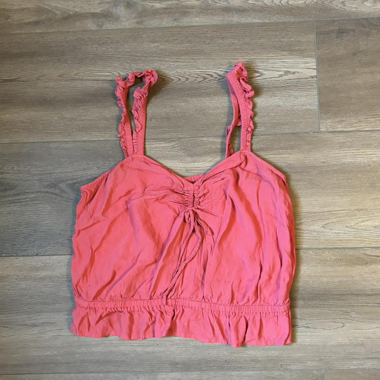 💫 pink tied keyhole cropped tank top 💫 ruffled... - Depop
