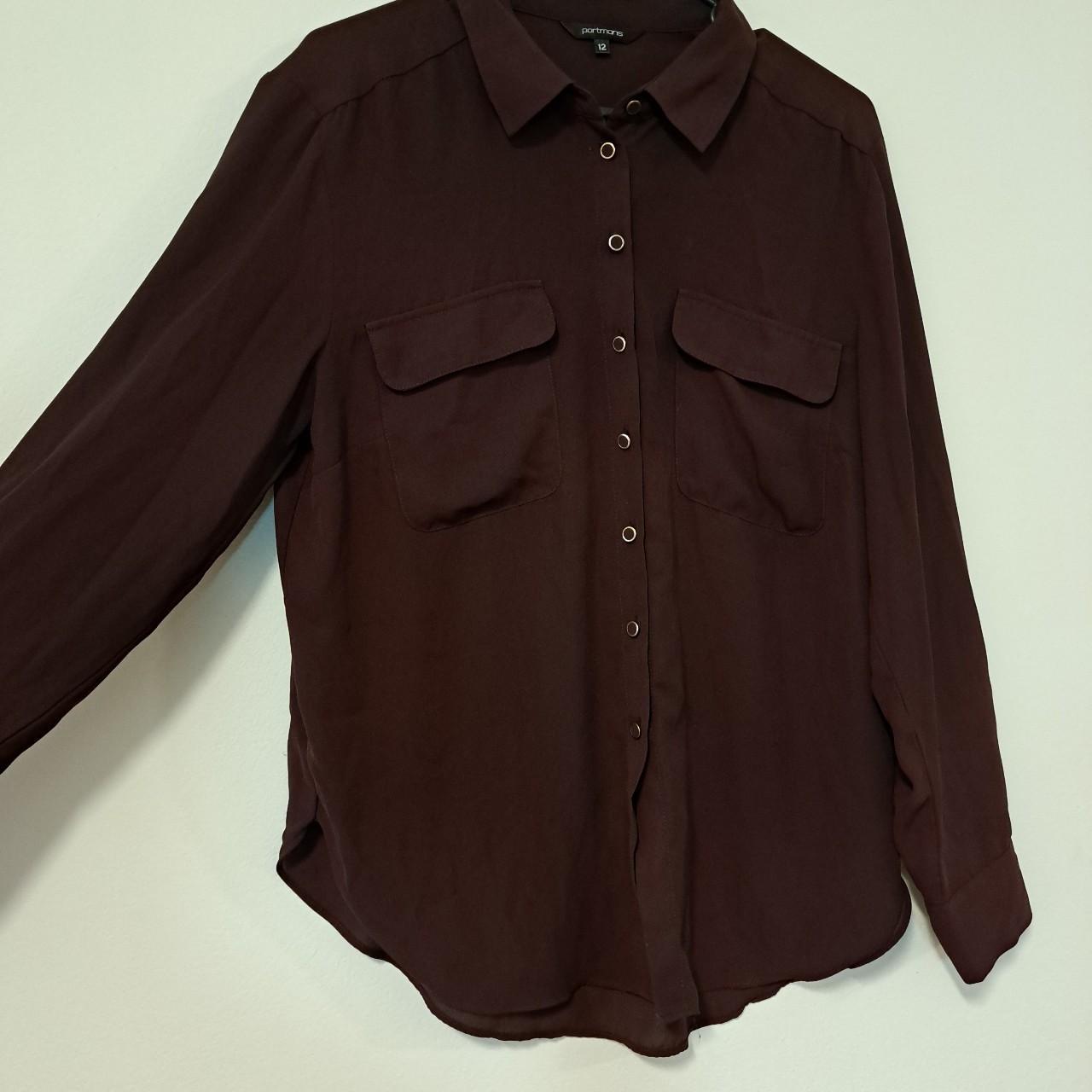 Long sleeved lightweight burgundy button up shirt... - Depop