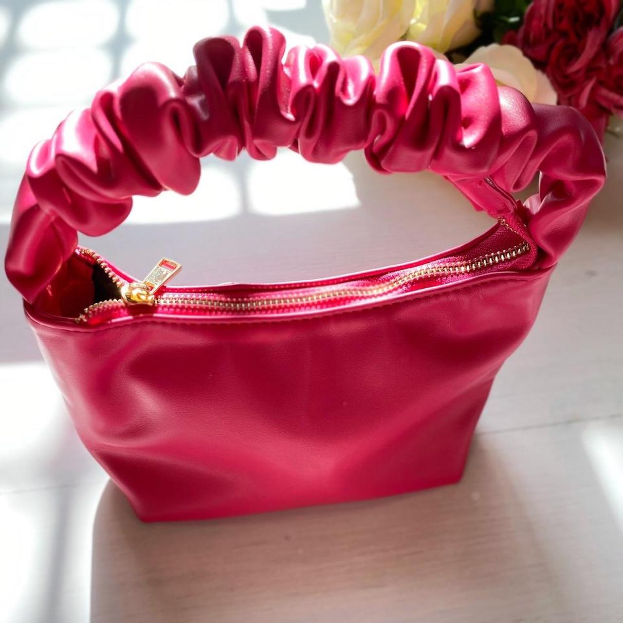 Glassons Ruched Faux Leather bag - hot pink Colour... - Depop