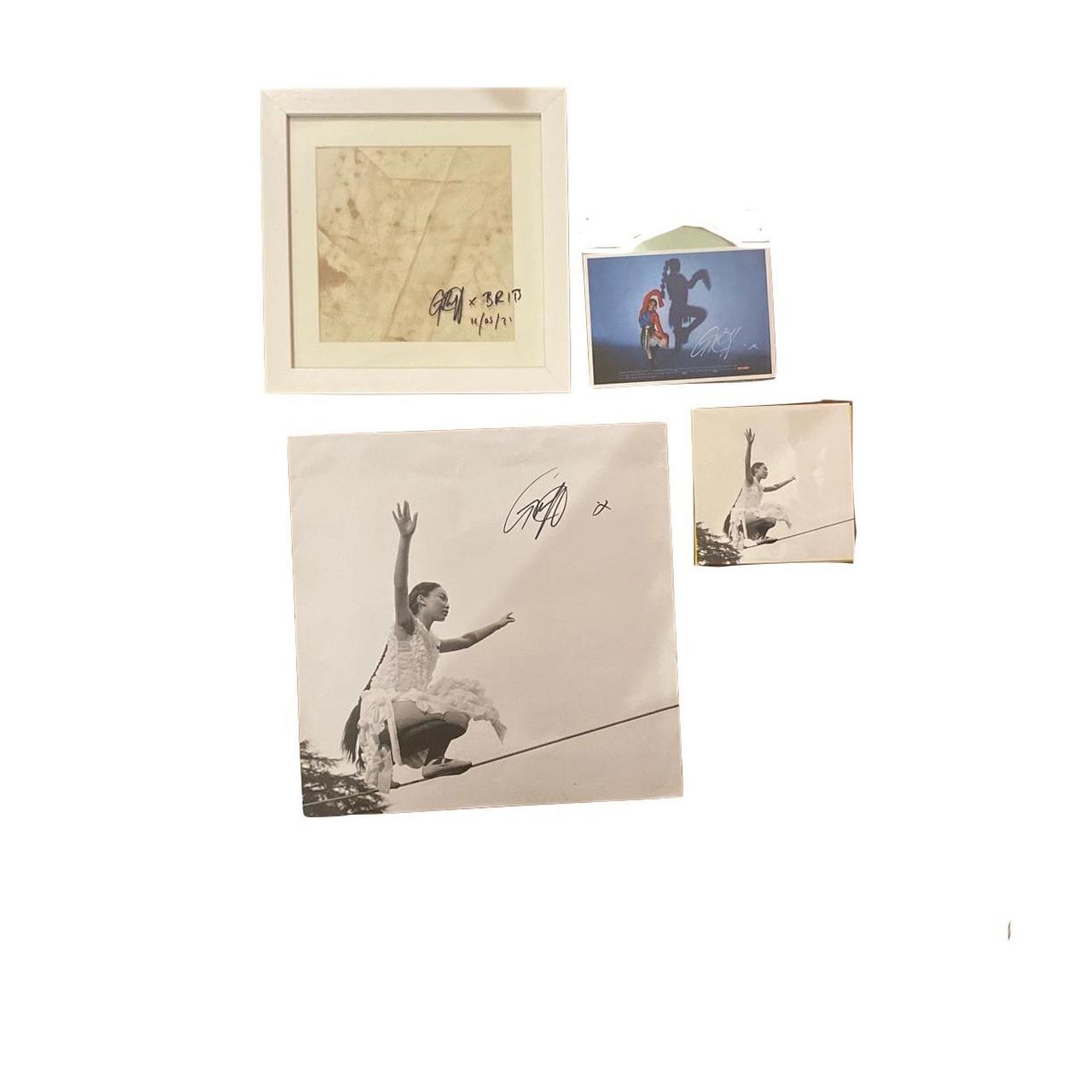 griff signed brit awards framed back drop piece from... - Depop