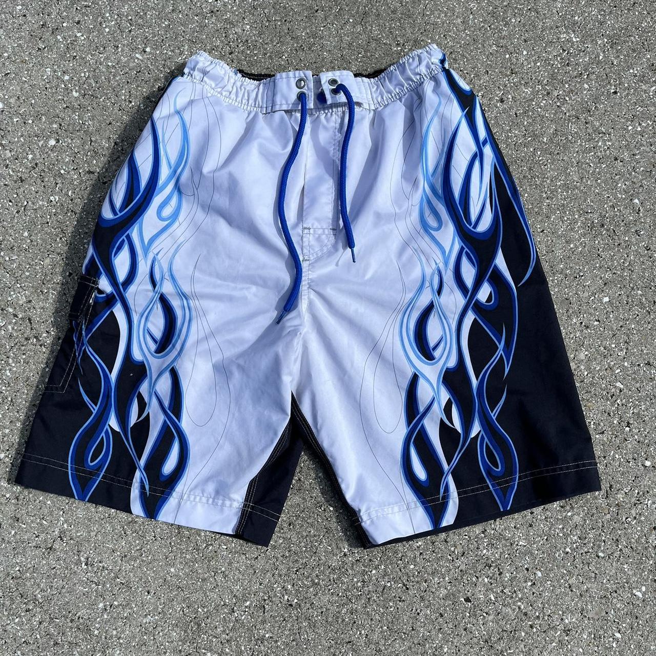 Super sick all over print flame swim trunks. Will... - Depop