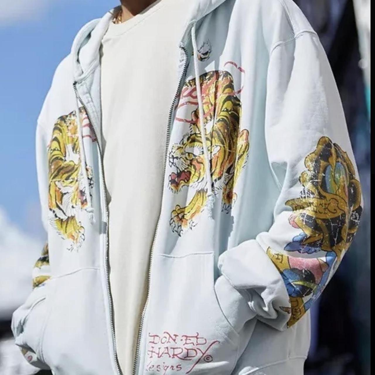 Blue Ed Hardy x Urban hoodie rrp-£79 - Depop