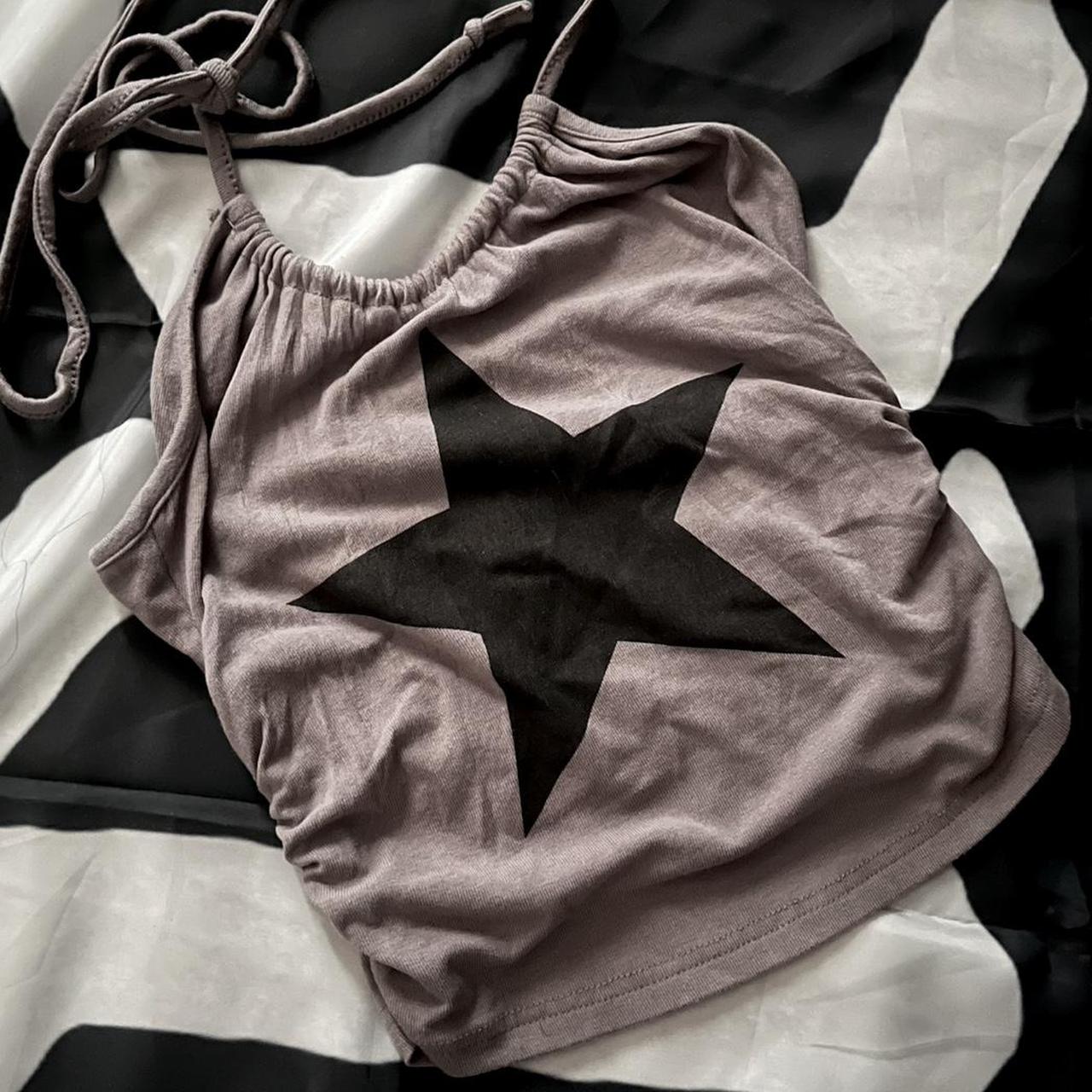 Grey halter top with black star from yesstyle size... | Depop