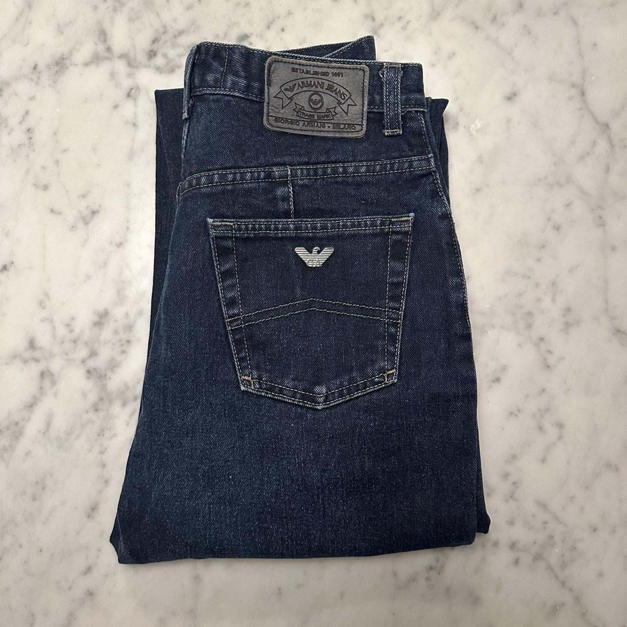 Armani Jeans Women's Navy Jeans | Depop